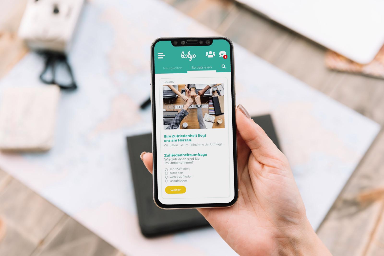 LOLYO Mitarbeiter-App | Mitarbeiterbefragungen in minutenschnelle!